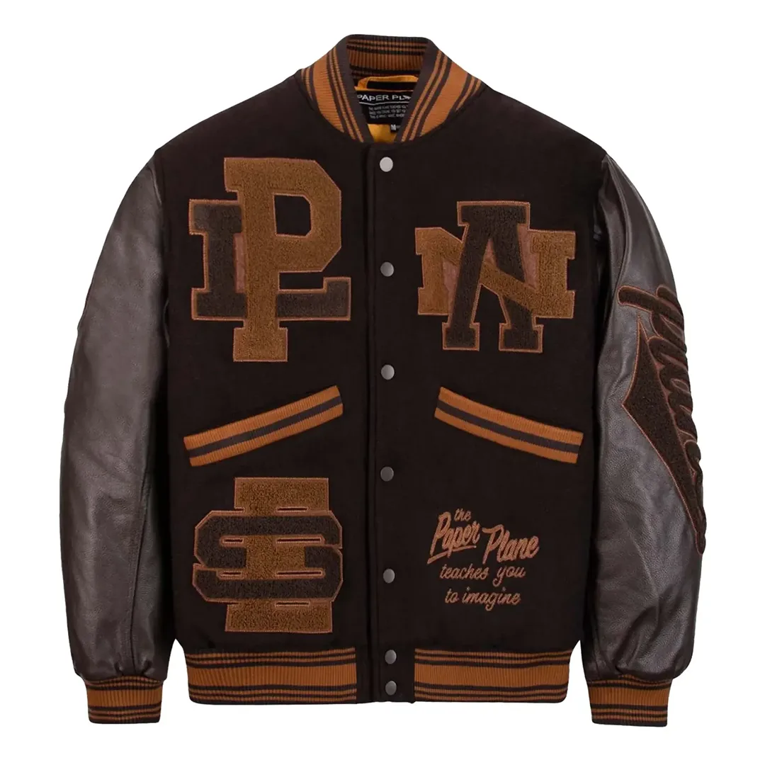 Paper Plane Eternally Greatfull Varsity Jacket